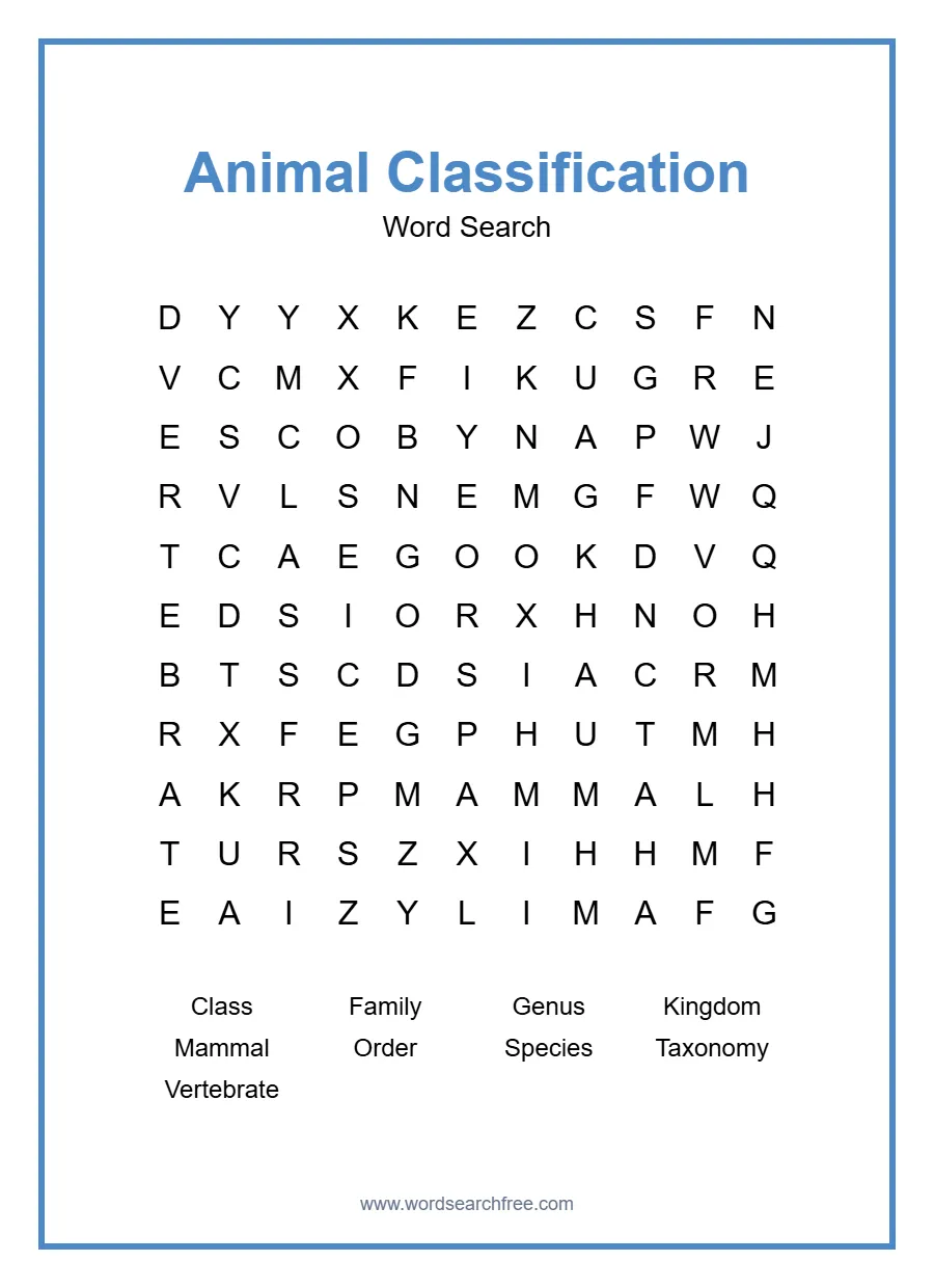 Animals Word Search Puzzles - Free Printable | Word Search Free