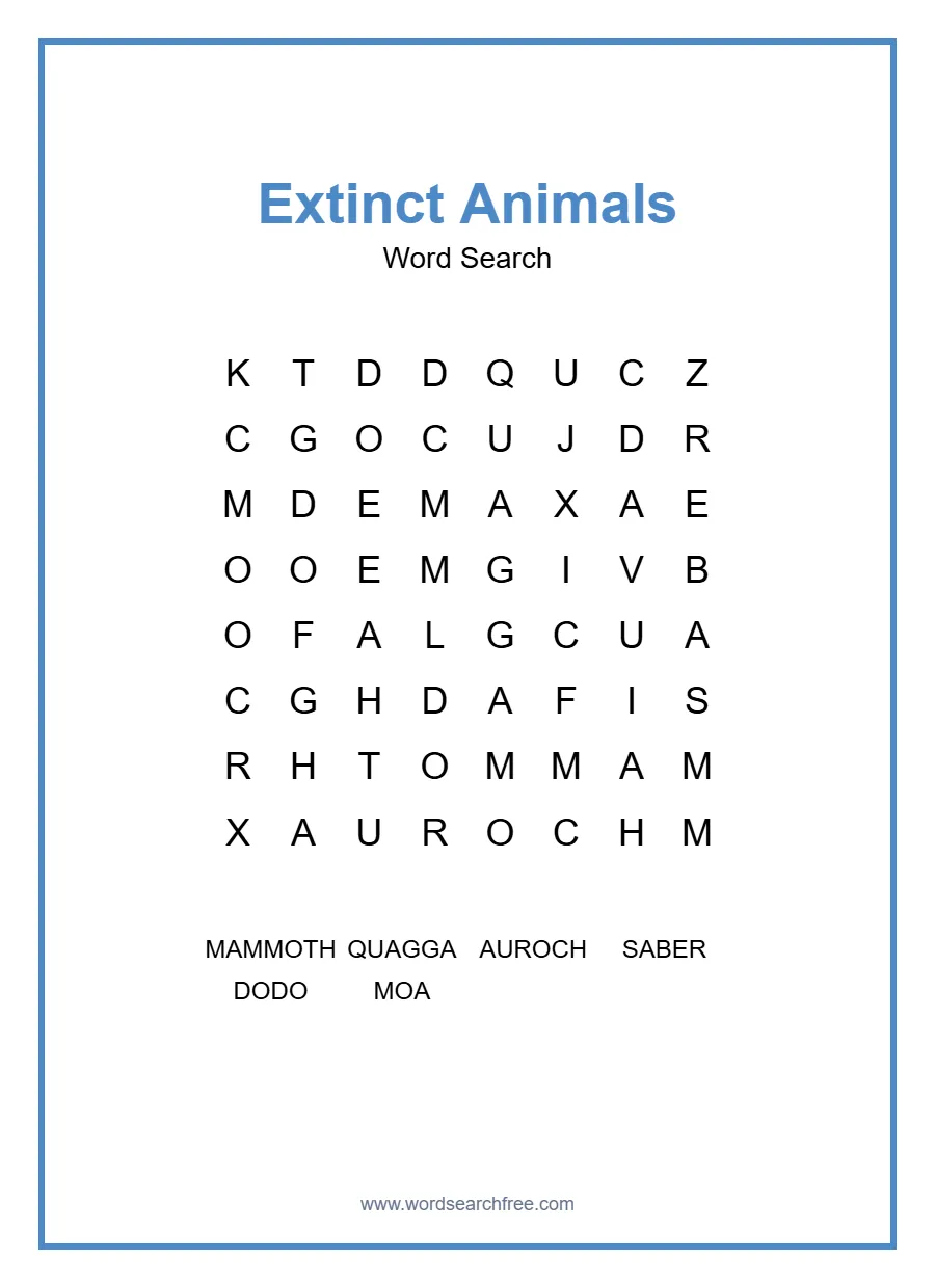 Animals Word Search Puzzles - Free Printable | Word Search Free