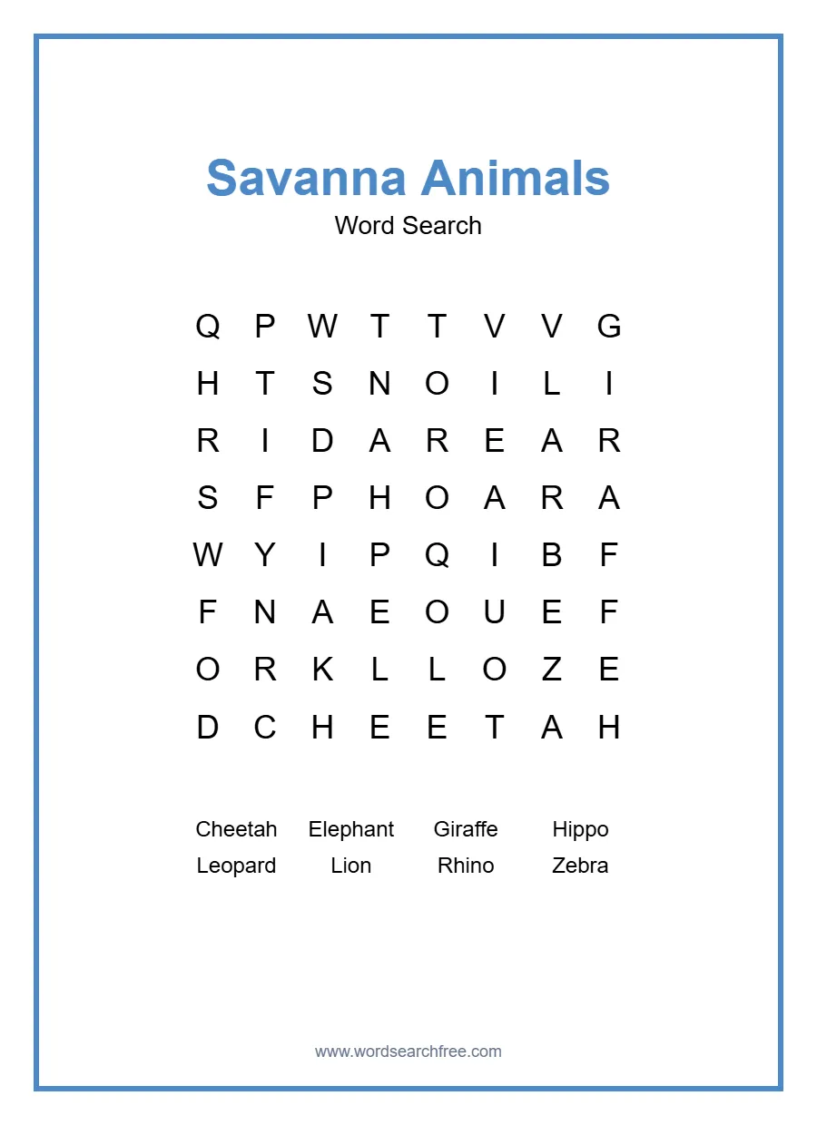 Animals Word Search Puzzles - Free Printable | Word Search Free
