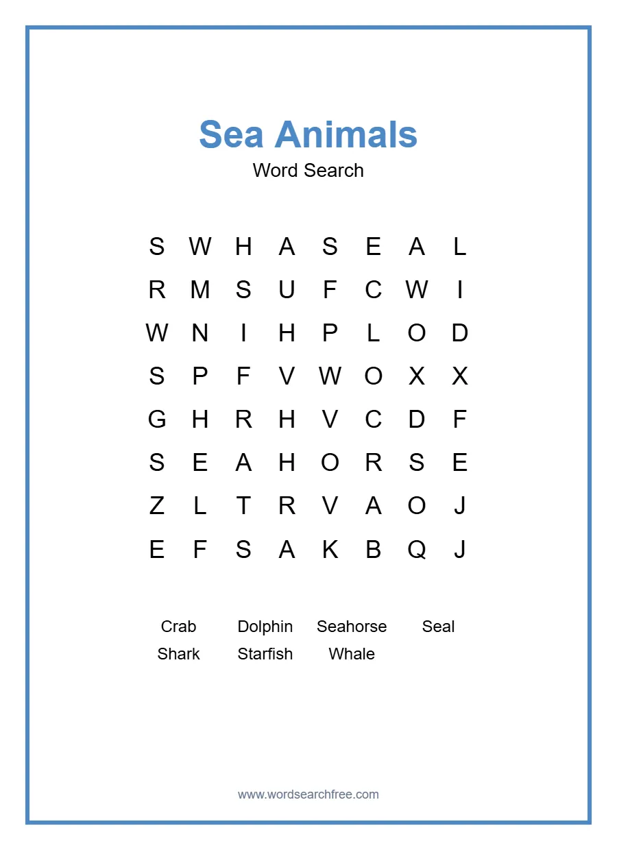 Animals Word Search Puzzles - Free Printable | Word Search Free
